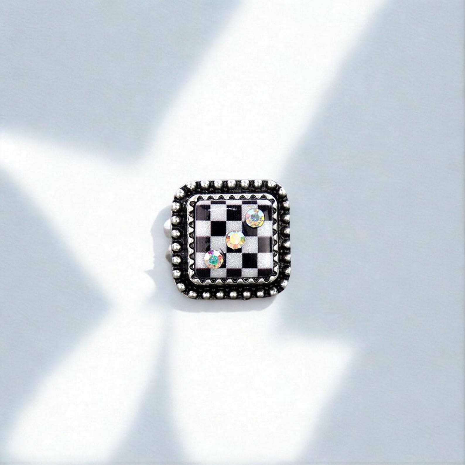 Checkered Dice Ring, Adjustable Ring, Western Inspired Jewelry, Dice ...