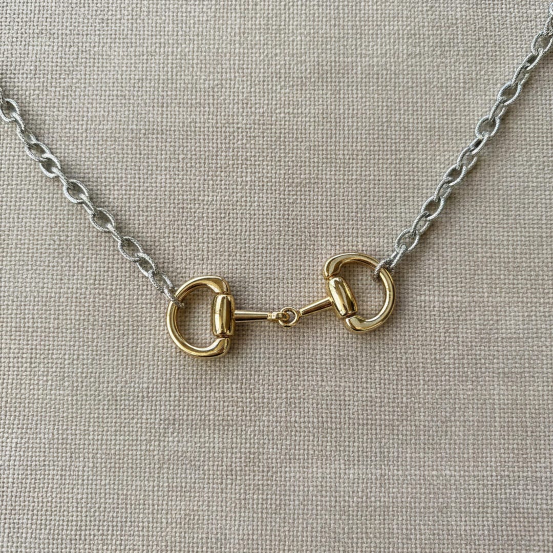 Horse Bit Necklace W/ Rope Chain: Equestrian Jewelry, Gold Plated ...