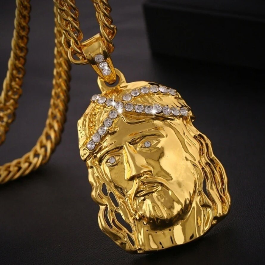 Gold Jesus Chain Pendant, jesus is King Religious Jewelry - Etsy