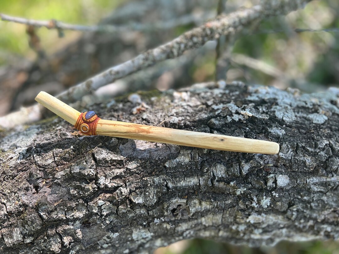 Wooden Tepe Pipe With Brown Binding and Different Colored Stones. - Etsy