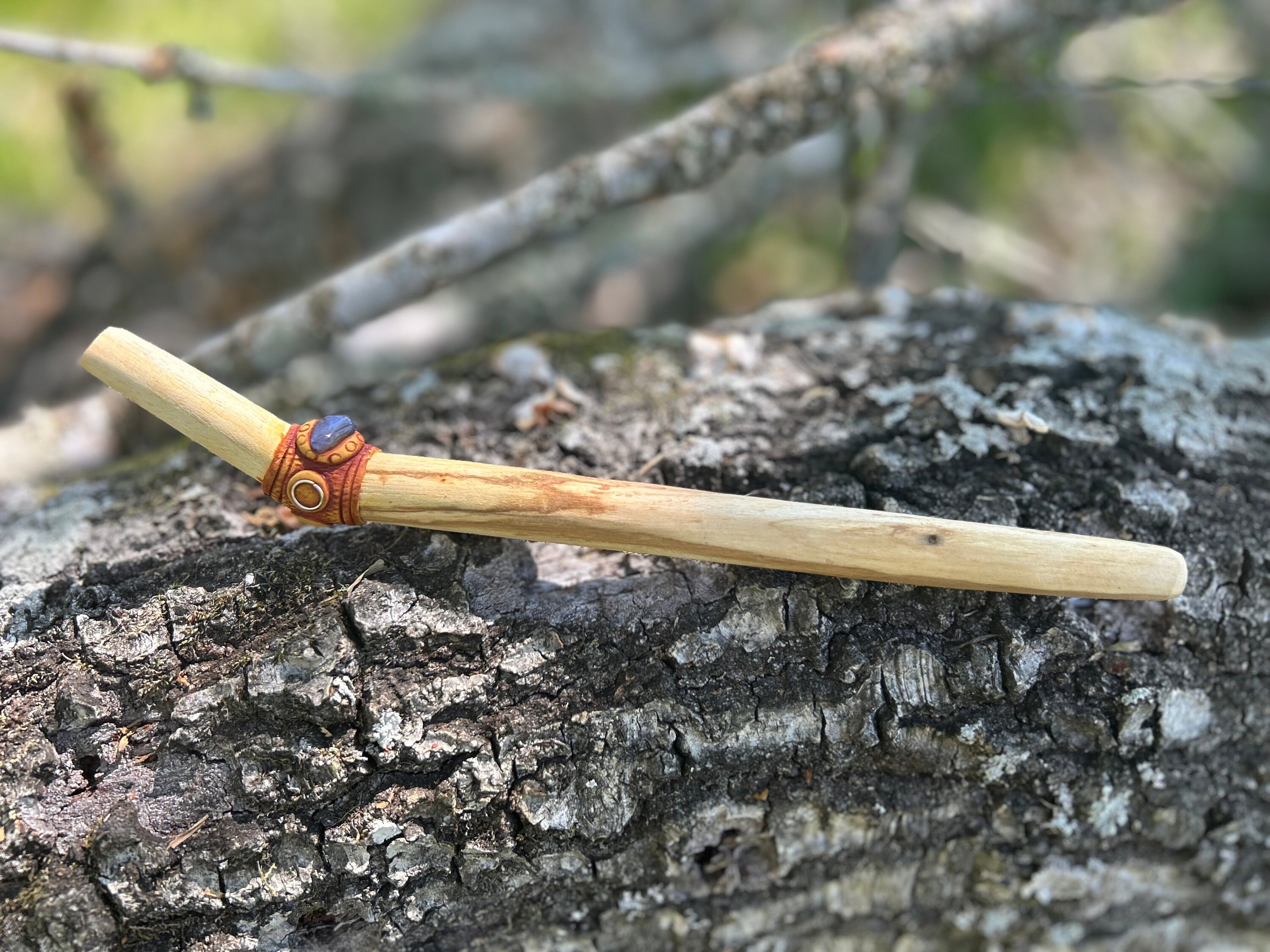 Wooden Tepe Pipe With Brown Binding and Different Colored Stones. - Etsy