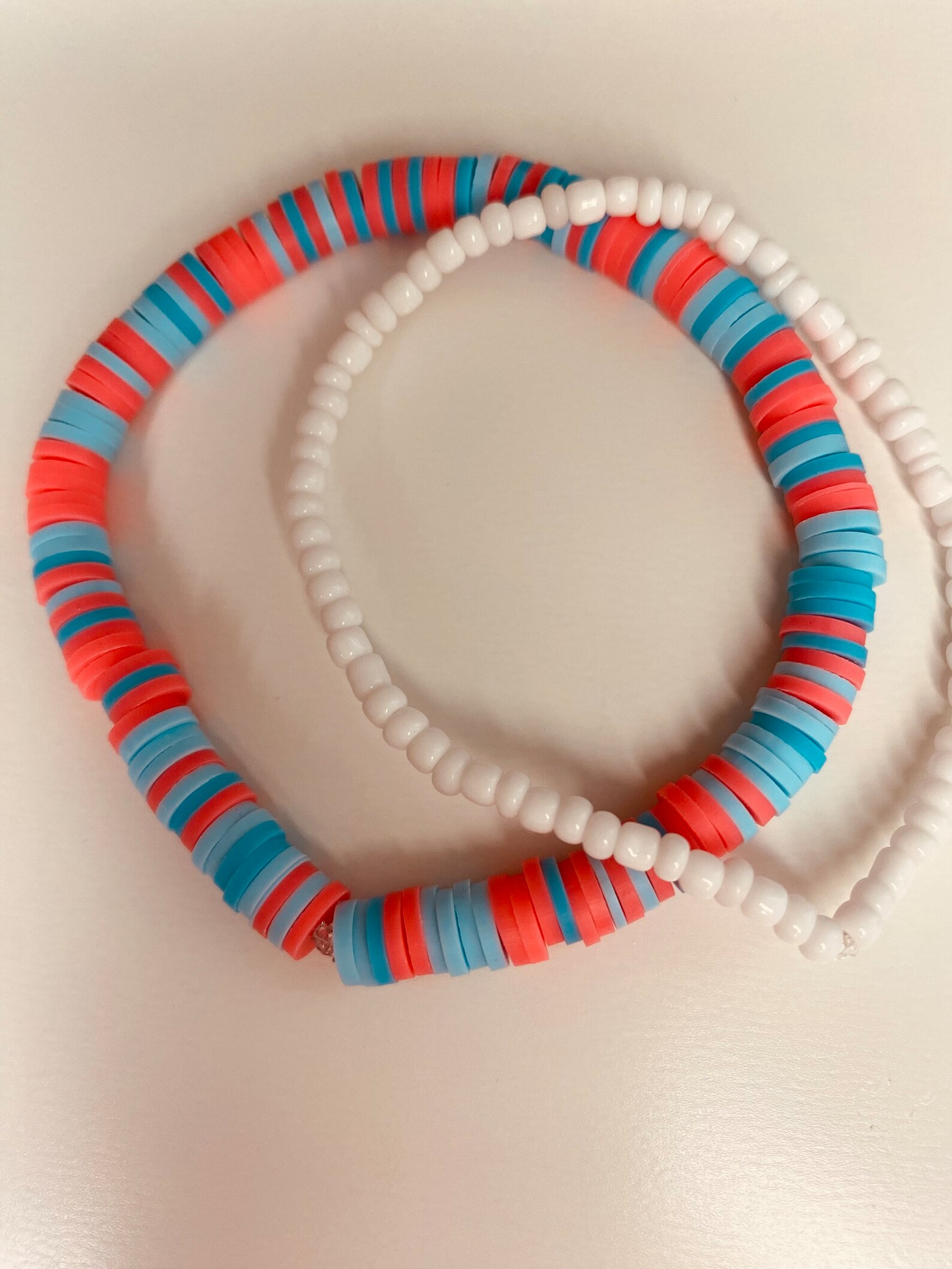 Pink and Blue Polymer Clay Bracelet Set - Etsy