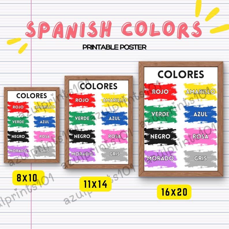 Spanish Color Poster Poster Download Classroom School Decor - Etsy
