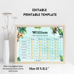 Safari Jungle Animal I Brushed My Teeth Printable Tracking/checklist ...