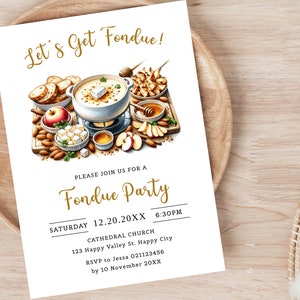 Fondue Party Invitation, Let's Get Fondue Invite Printable, Editable ...