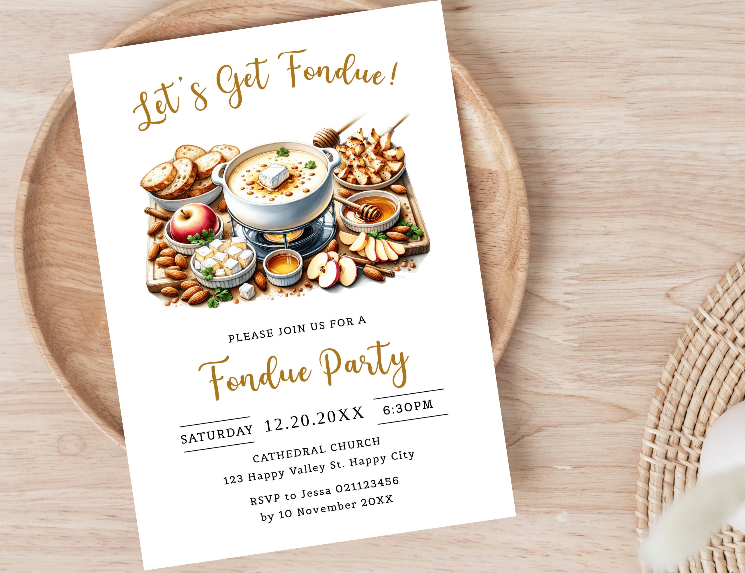 Fondue Party Invitation, Let's Get Fondue Invite Printable, Editable ...