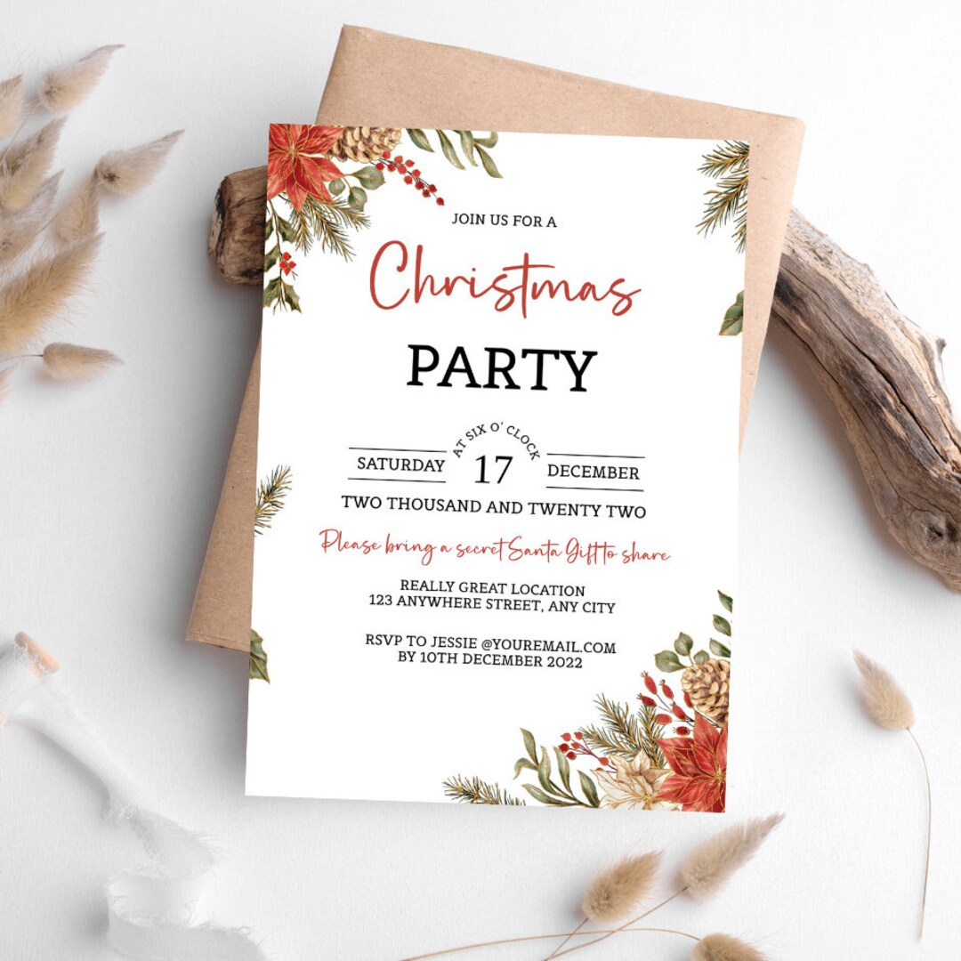 EDITABLE Christmas Party Invitation| Christmas Invitations Printable ...