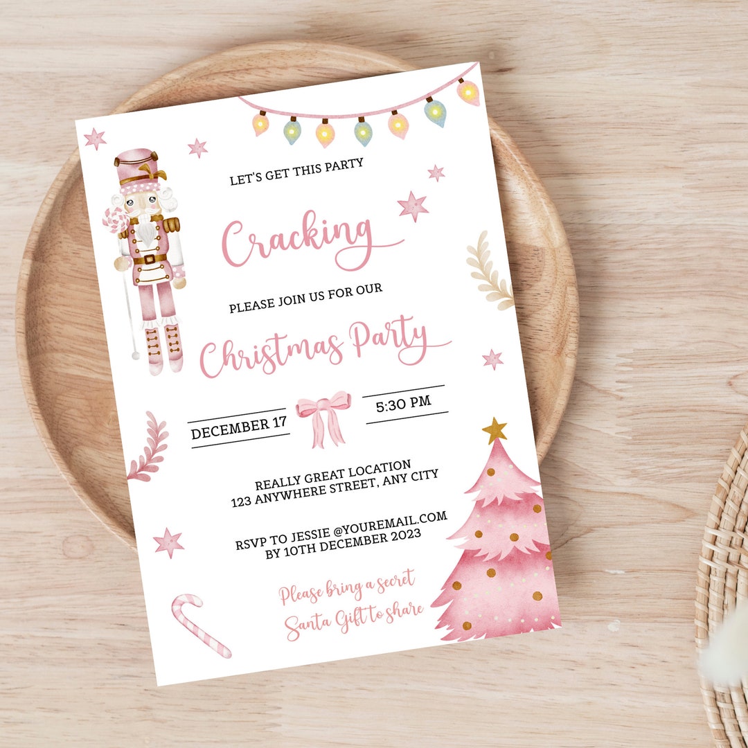 EDITABLE Nutcracker Watercolor Christmas Party Invitation Template ...