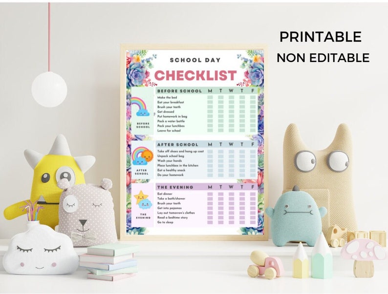 Non Editable School Checklist Template| School Daily Checklist Template ...