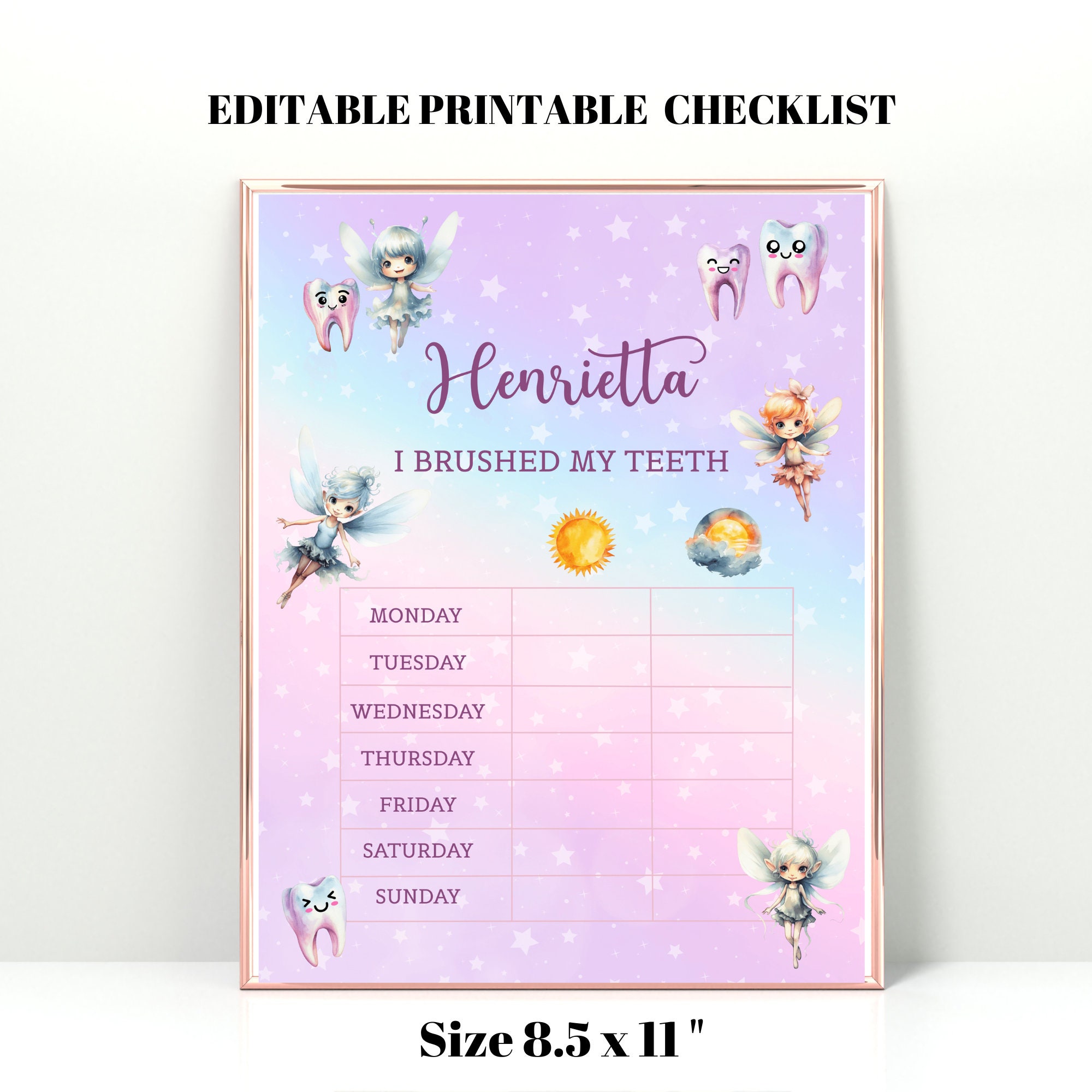I Brushed My Teeth Printable Tracking/checklist Fairy Tooth Template ...