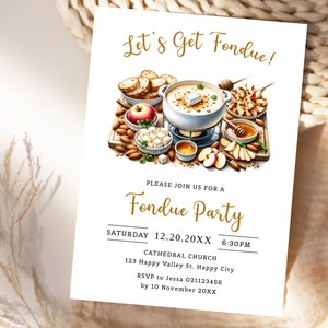 Fondue Party Invitation, Let's Get Fondue Invite Printable, Editable ...