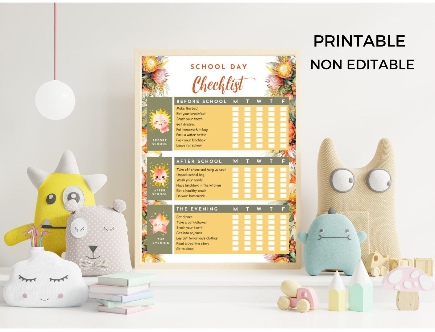 Non Editable School Checklist Template| School Daily Checklist Template ...