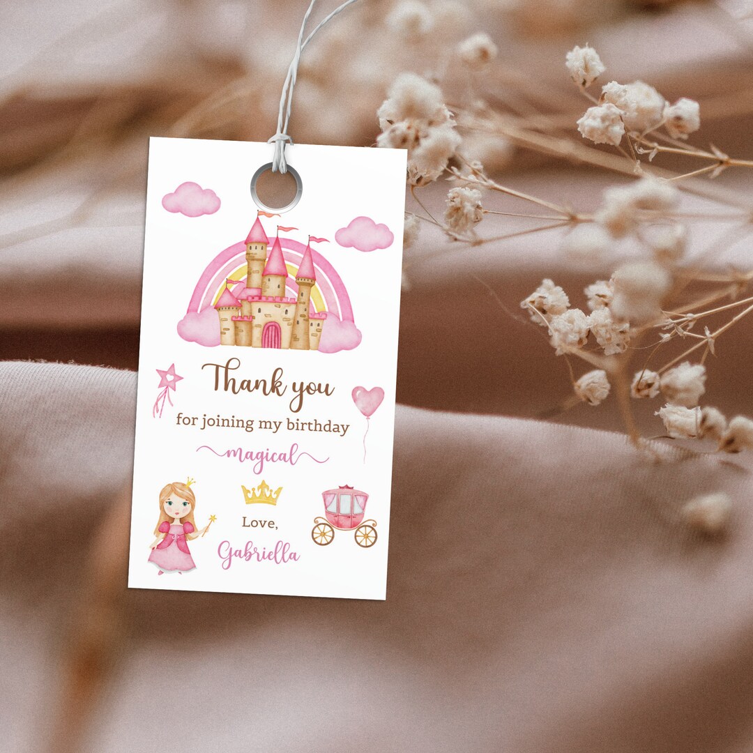 Princess Favor Tags, Princess Thank You Tags, Princess Birthday Party ...