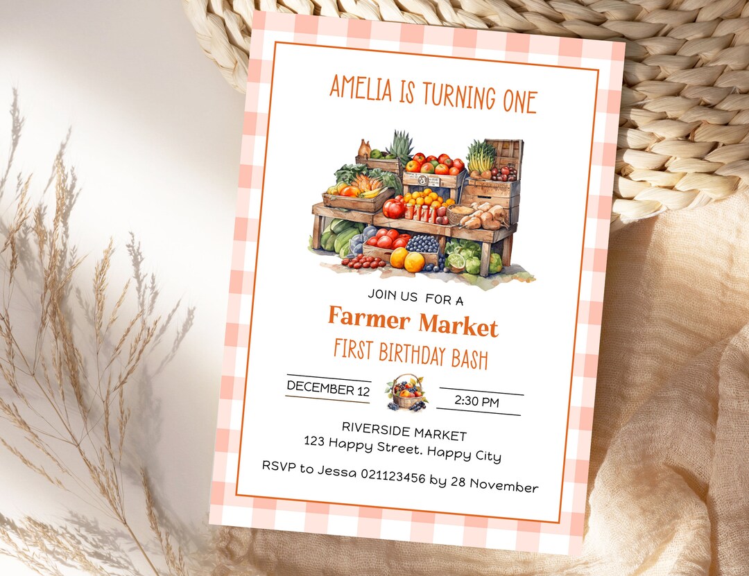 Farmer Market Birthday Invitation , Country Market Birthday Invite ...