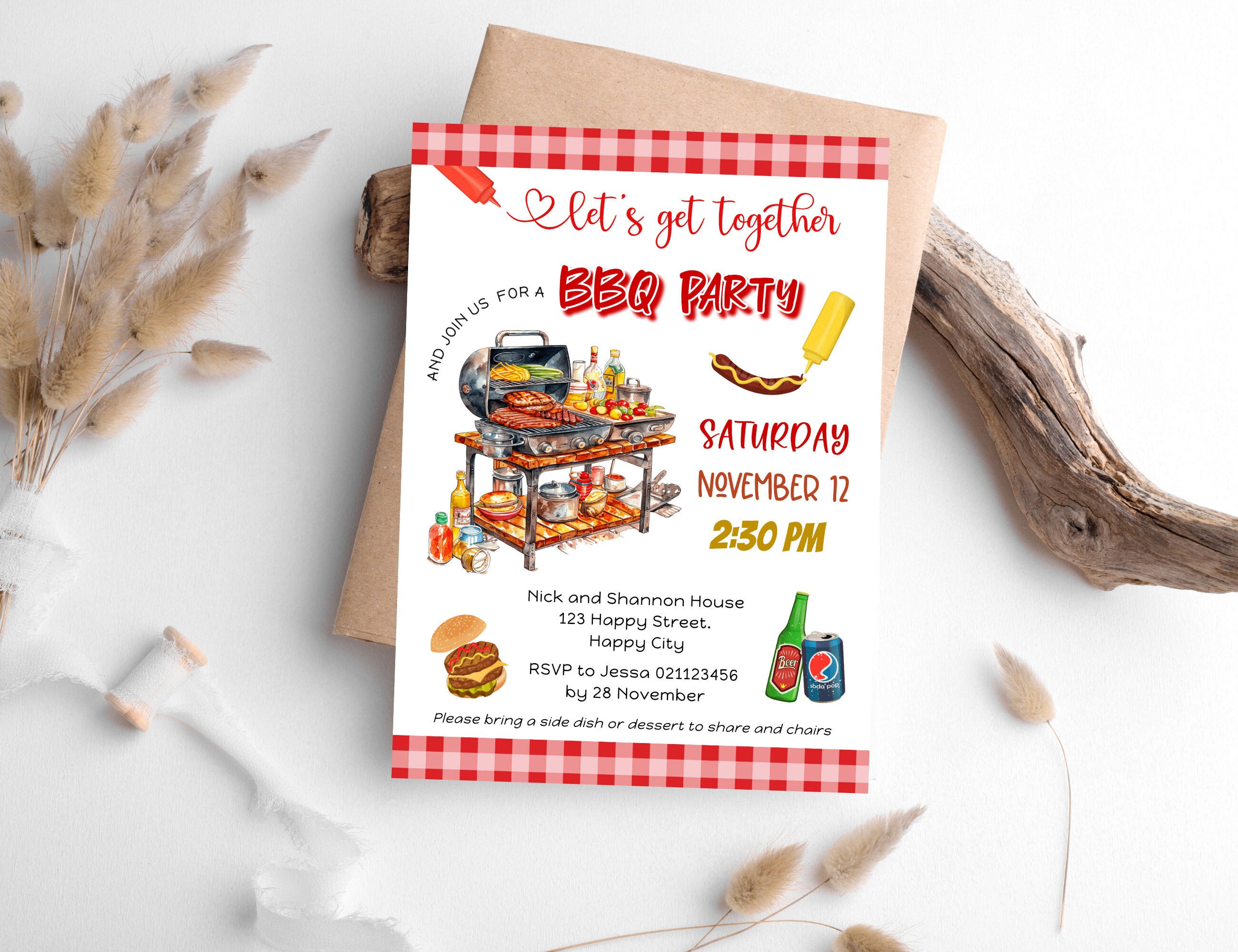 Let's Get Together BBQ Party Birthday Invitation , Chill and Grill ...