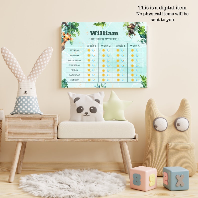 Safari Jungle Animal I Brushed My Teeth Printable Tracking/checklist ...