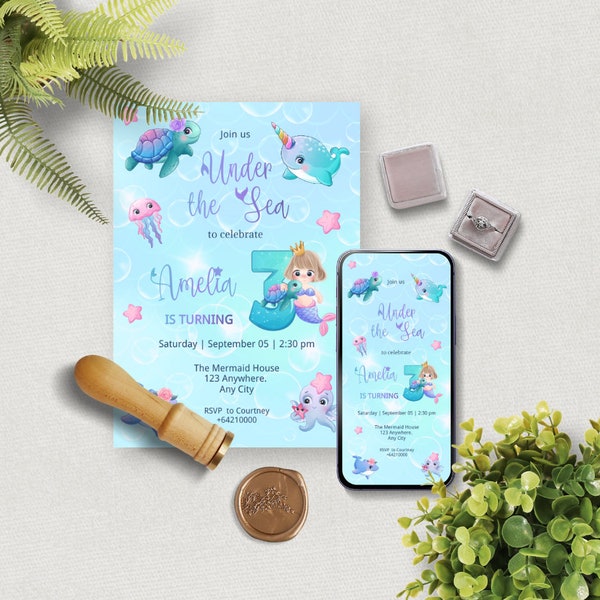 Under the Sea Turning 3 Birthday Invitation - Etsy