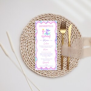 Editable Mermaid Menu, Girl Mermaid 1st Birthday Menu, Under the Sea ...