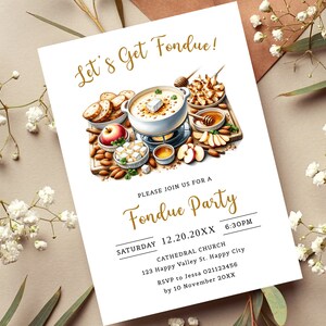 Fondue Party Invitation, Let's Get Fondue Invite Printable, Editable ...