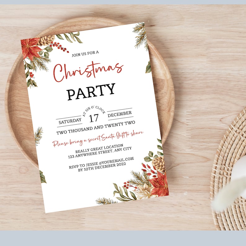 EDITABLE Christmas Party Invitation| Christmas Invitations Printable ...