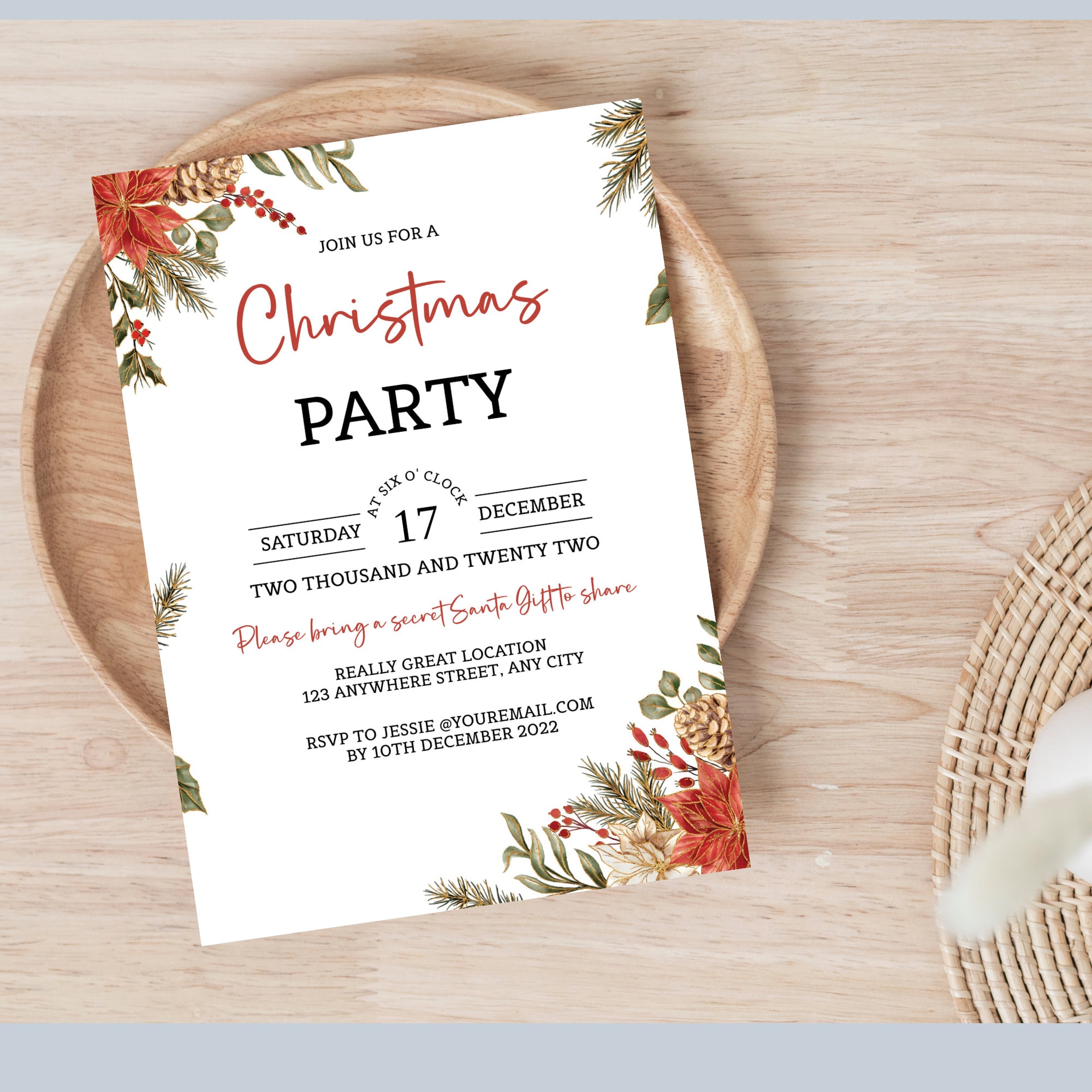 EDITABLE Christmas Party Invitation| Christmas Invitations Printable ...