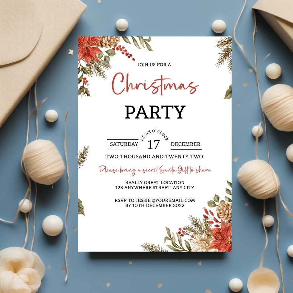 EDITABLE Christmas Party Invitation| Christmas Invitations Printable ...