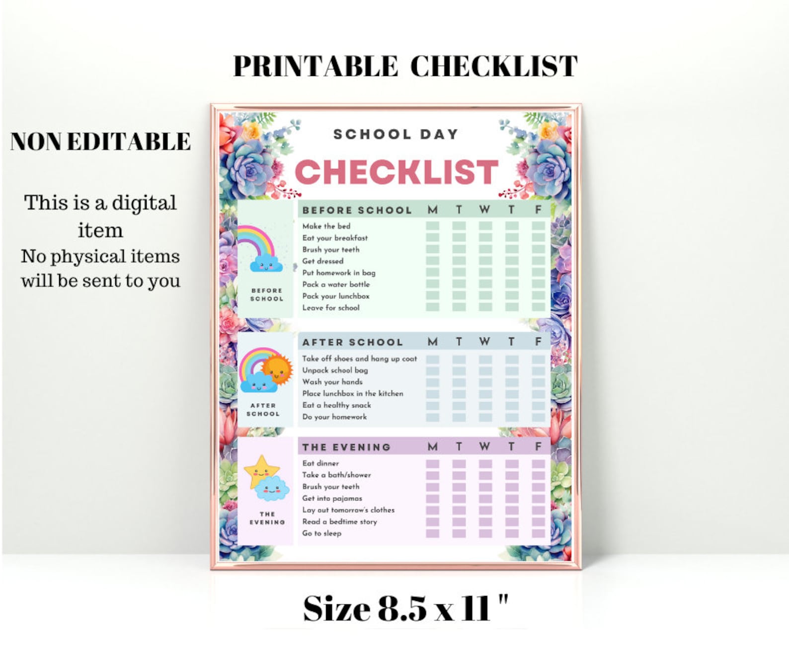 Non Editable School Checklist Template| School Daily Checklist Template ...