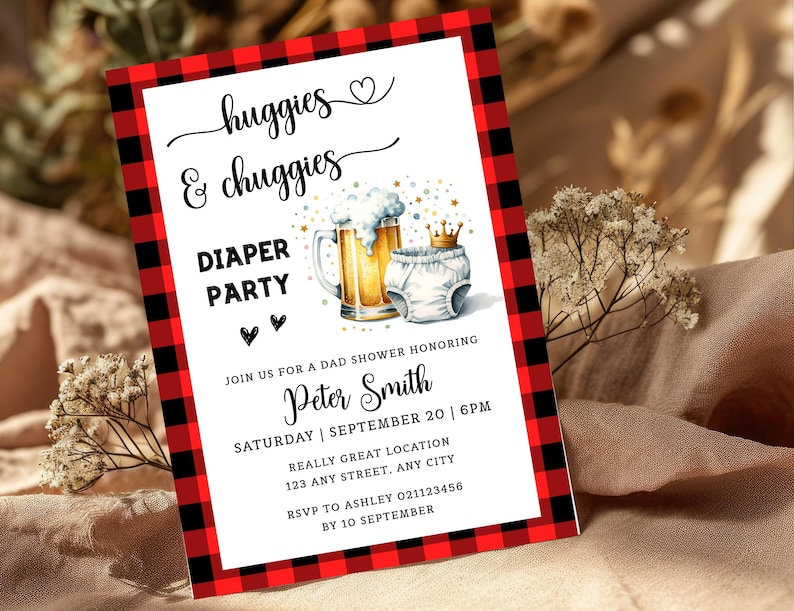 Huggies & Chuggies Invitation Template, Diaper Party Baby Shower ...