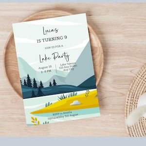 Editable Lake Party Birthday Invitation| Lake Birthday Invitation ...