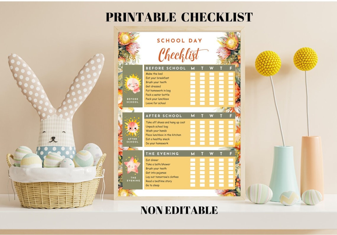 Non Editable School Checklist Template School Daily Checklist Template ...