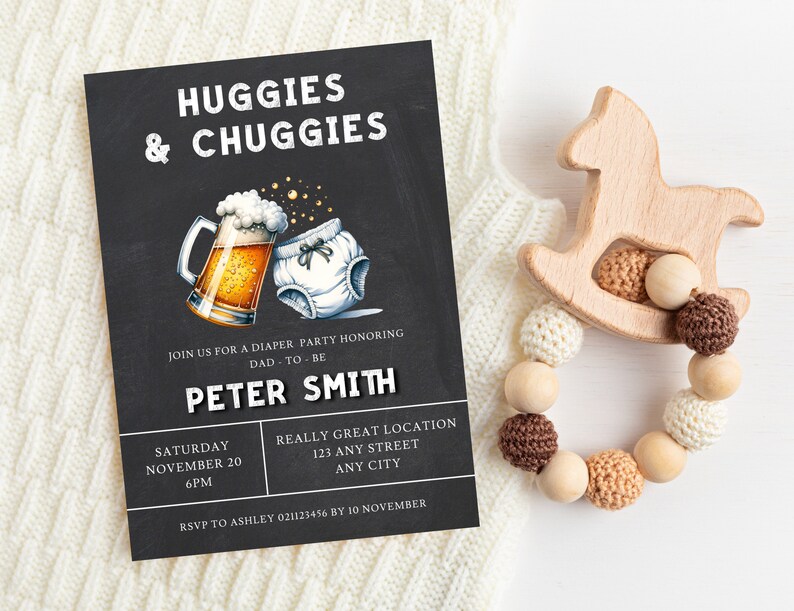 Huggies & Chuggies Invitation Template, Diaper Party Baby Shower ...