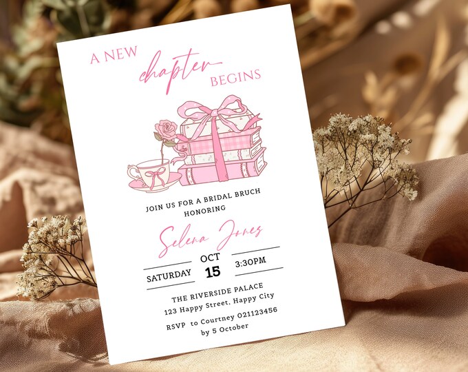 A New Chapter Begins Bridal Shower Invitation Printed, Book Theme ...