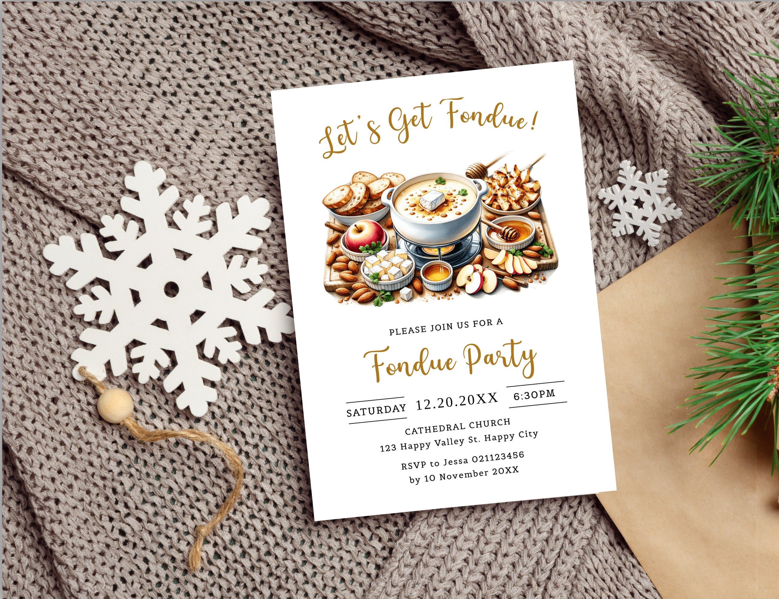 Fondue Party Invitation Let's Get Fondue Invite - Etsy