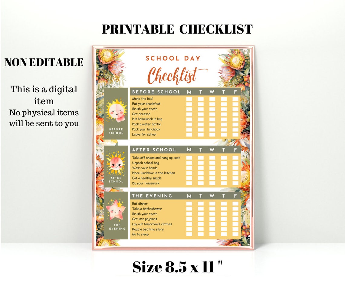 Non Editable School Checklist Template School Daily Checklist Template ...