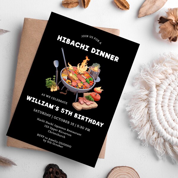 Digital Hibachi Party Invitations - Etsy