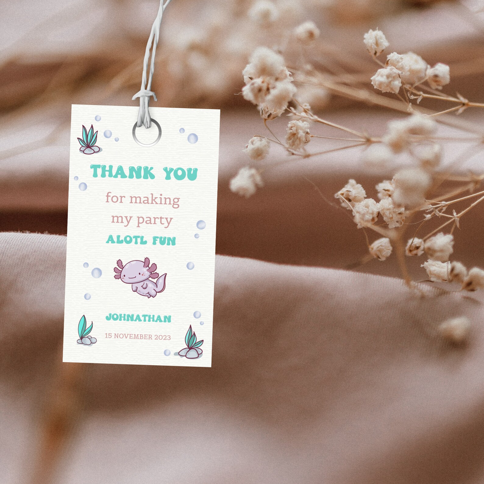 Axolotl Favor Tags, Axolotl Thank You Tags, Axolotl Birthday Party ...