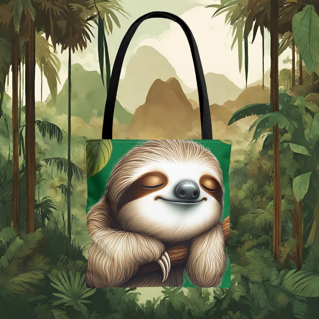 Cute Cozy Sloth Tote Bag, Sleeping Sloth Shopping Bag, Sloth Lover ...