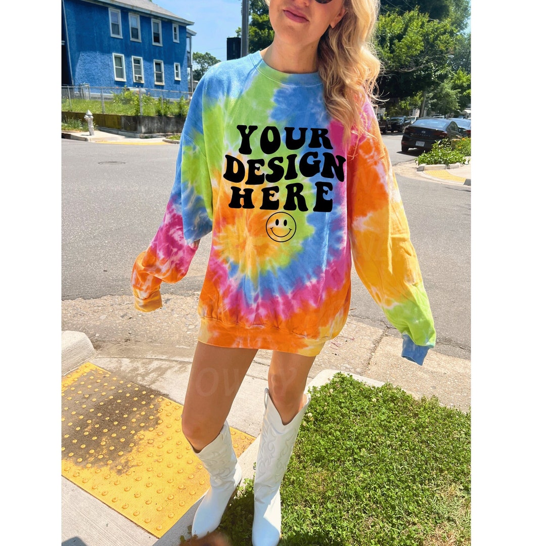 Colortone 8100 Eternity Tie Dye Sweatshirt Mockup, Oversized Mockup ...