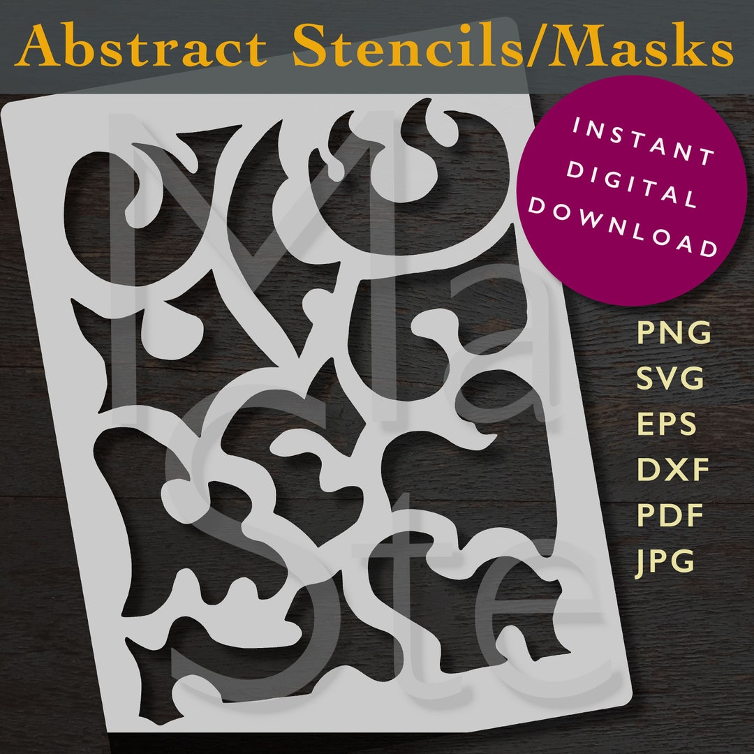 Abstracts 6 Digital Stencil Template SVG DXF Vector Files Png Pdf ...