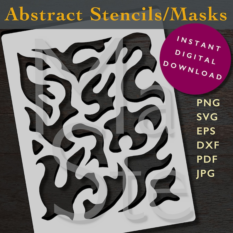 Abstracts 7 Digital Stencil Template SVG DXF Vector Files Png Pdf ...