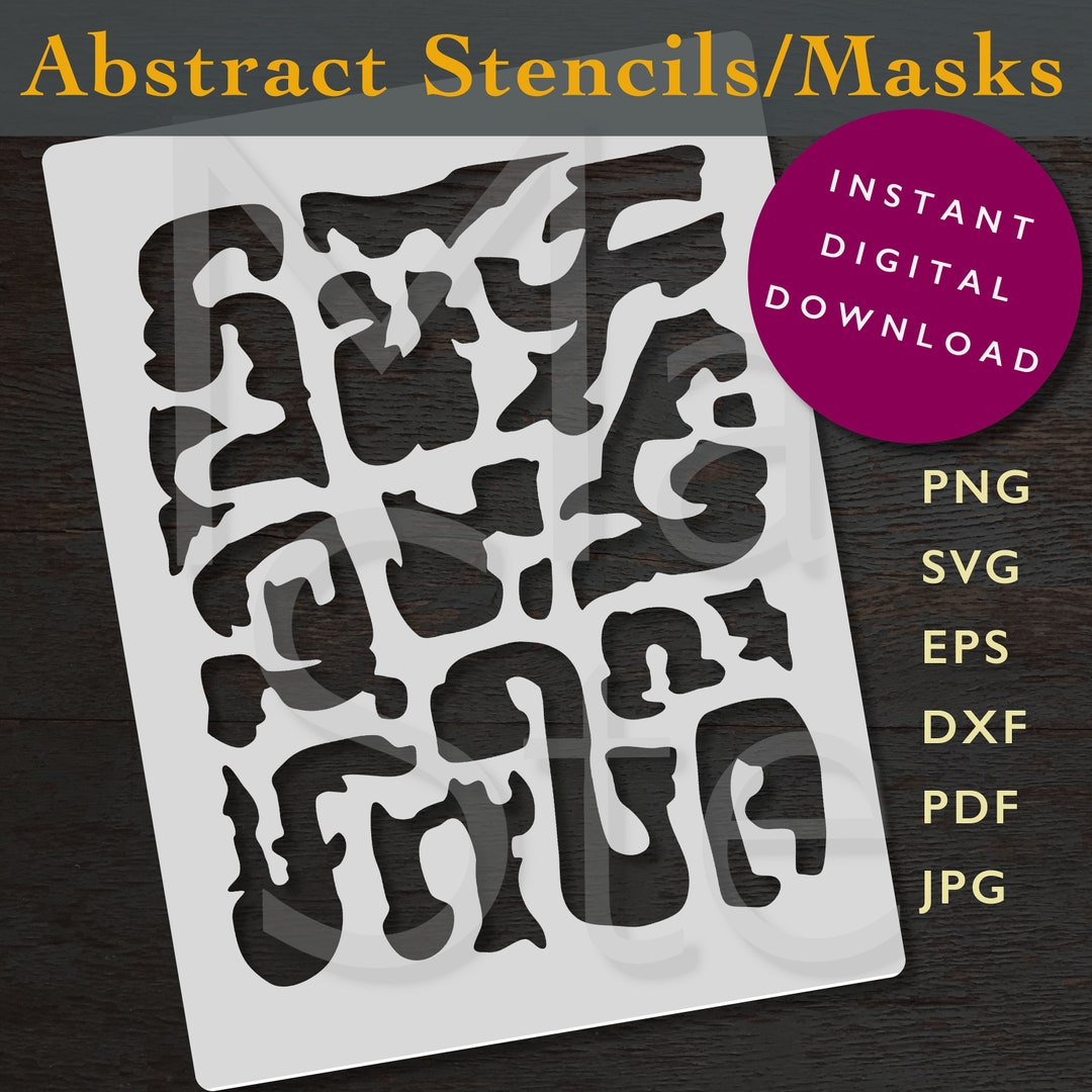 Abstracts 5 Digital Stencil Template SVG DXF Vector Files Png Pdf ...