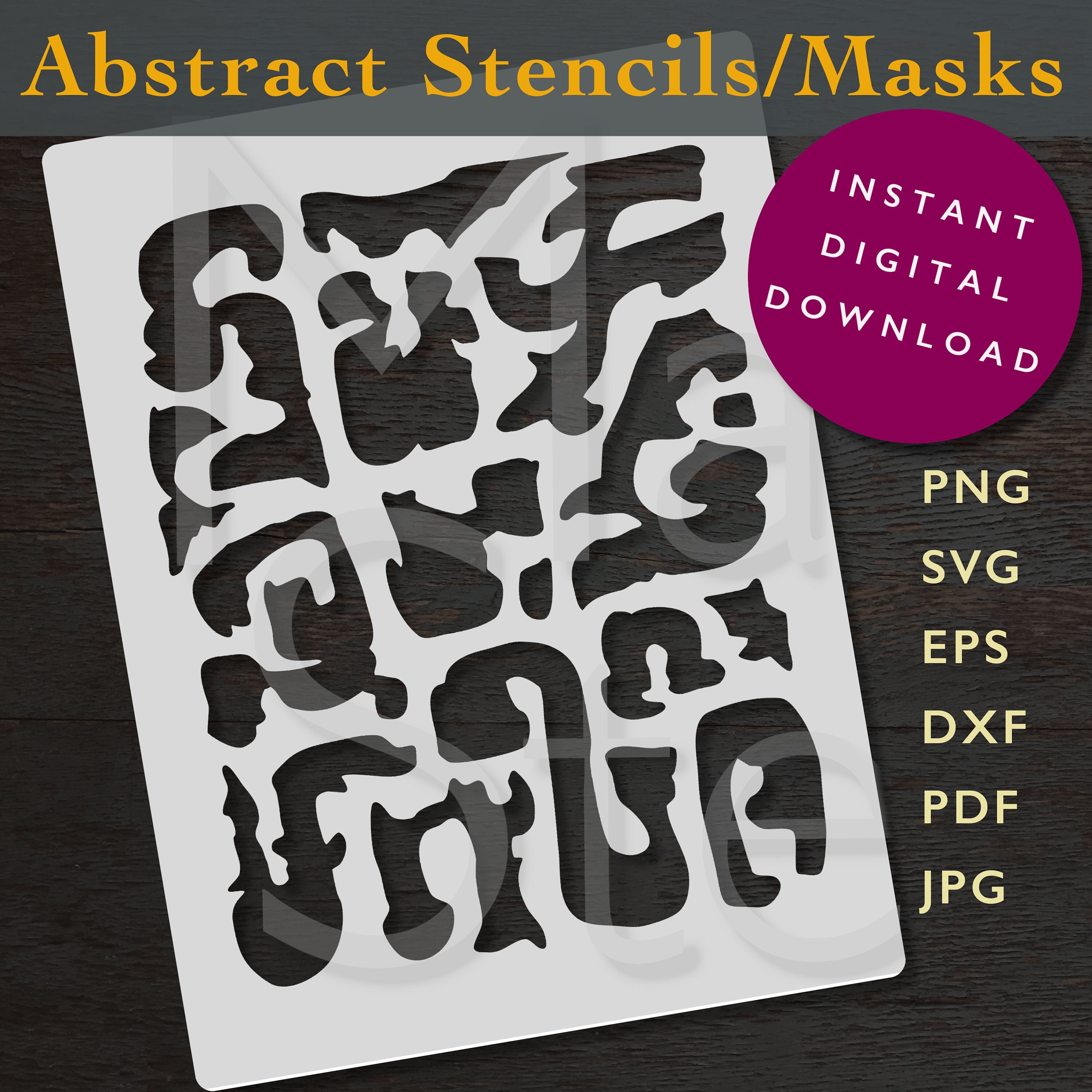 Abstracts 5 Digital Stencil Template SVG DXF Vector Files Png Pdf ...