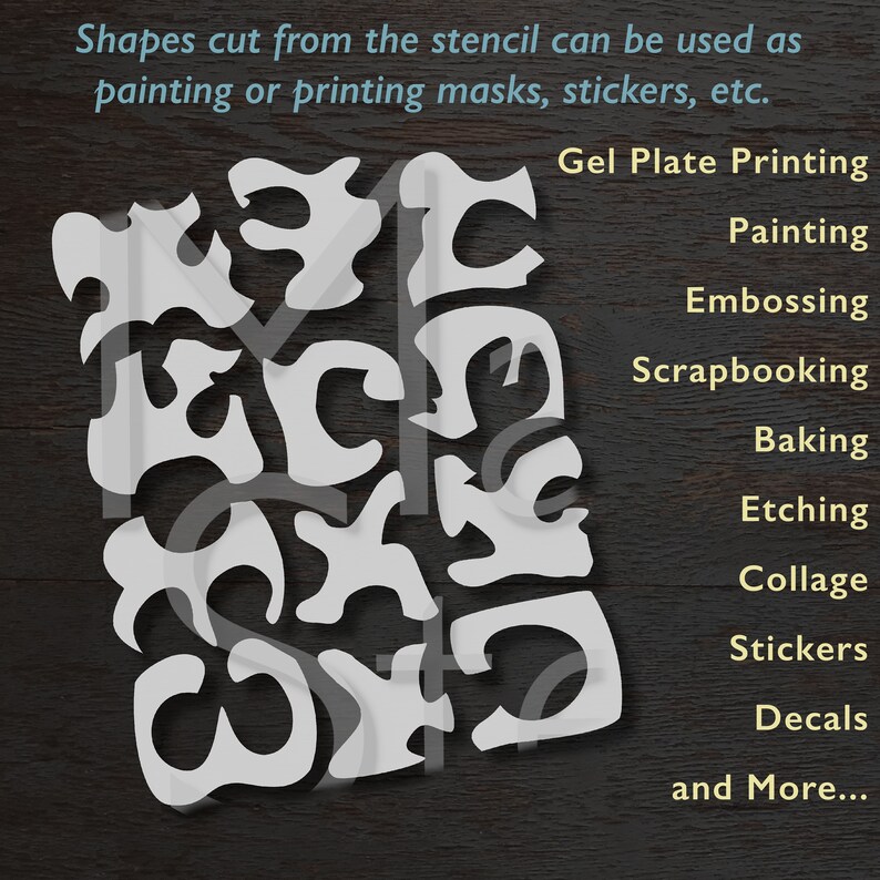 Abstracts 1 Digital Stencil Template SVG DXF Vector Files Png Pdf ...