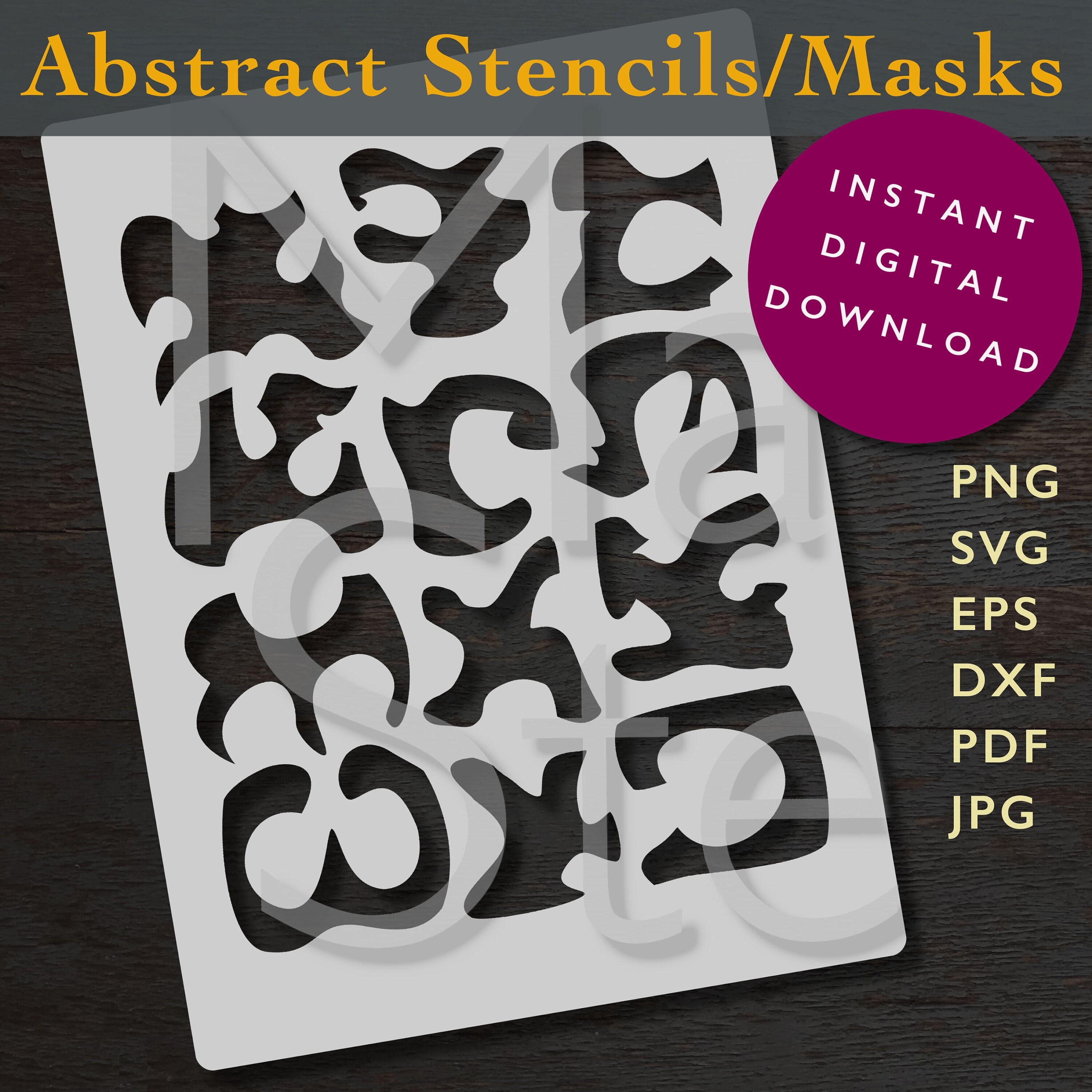 Abstracts 1 Digital Stencil Template SVG DXF Vector Files Png Pdf ...