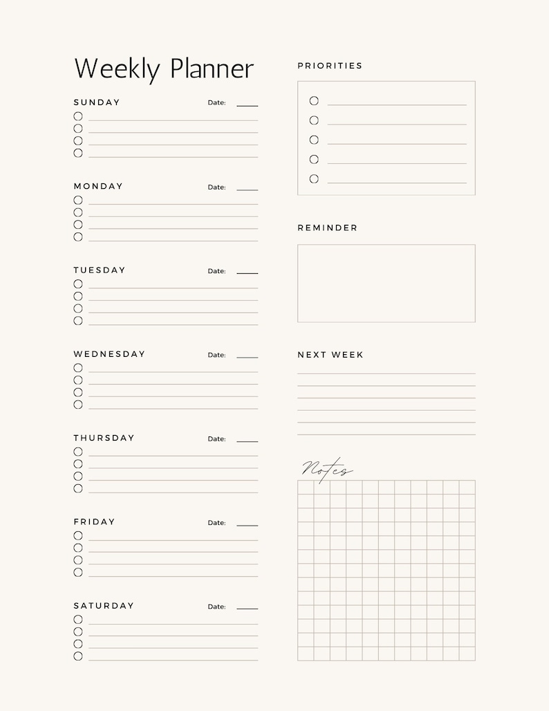 Dotted Weekly Planner - Etsy