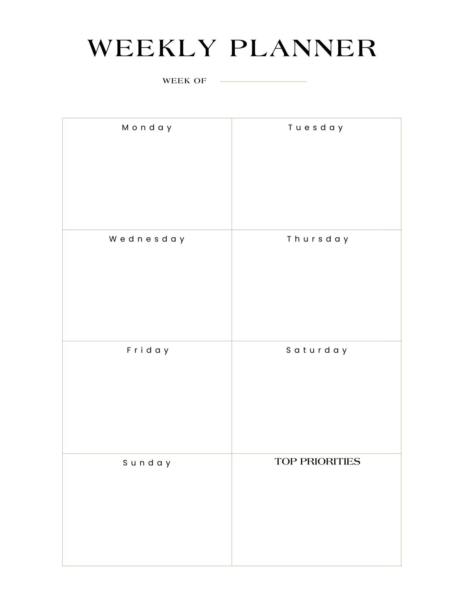 Elegant Weekly Planner - Etsy