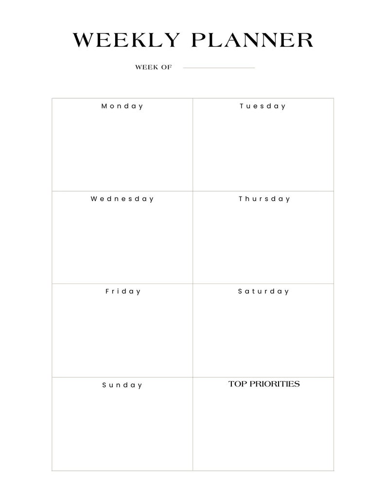 Elegant Weekly Planner - Etsy