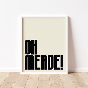 Oh Merde Wall Art Print Bold Print Modern Typography Print - Etsy