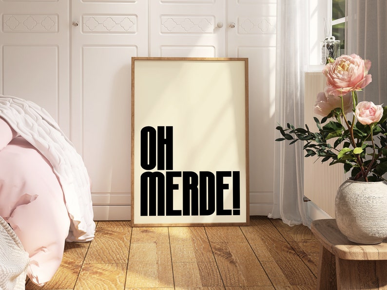 Oh Merde Wall Art Print Bold Print Modern Typography Print - Etsy