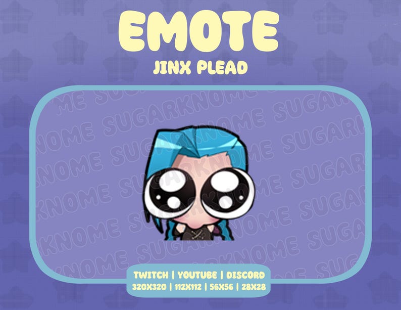 Jinx Plead - LEAGUE OF LEGENDS Emote for Twitch, Youtube, Discord - Etsy